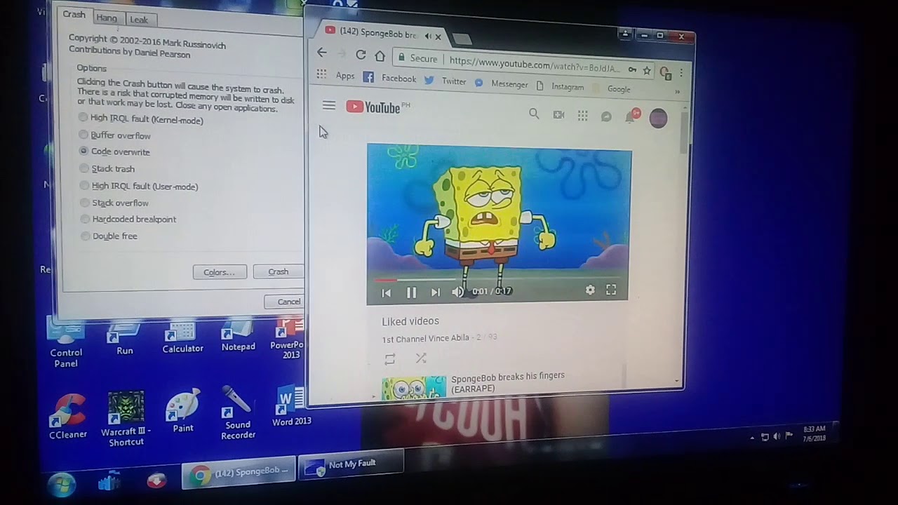 Spongebob breaks his finger earrape Has BSOD - YouTube