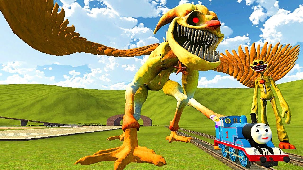 Building a Thomas Train Chased By Huge and Scary Smiling Creatures From ...