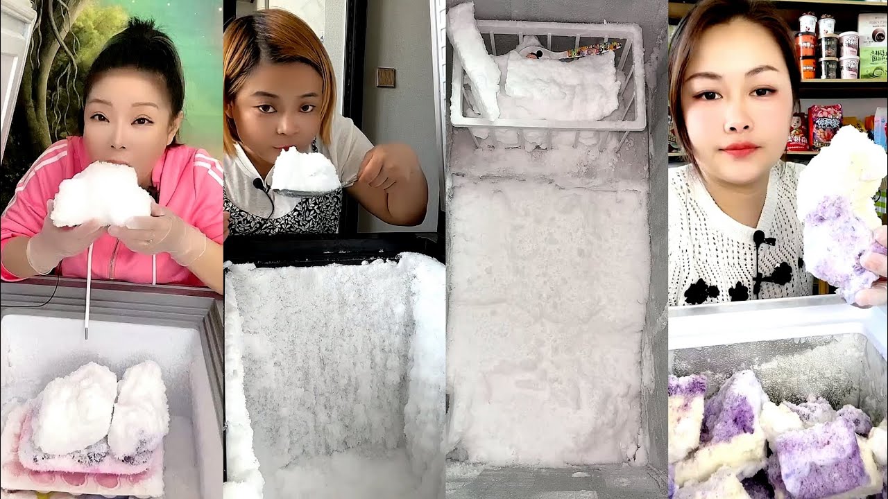 ASMR WHITE ICE EATING / FREEZER FROST EATING - YouTube