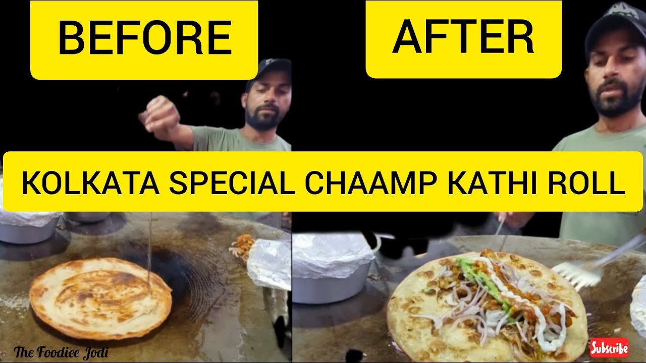 Amazing Making Of Kolkata Special Chaamp Kathi Roll 🌯 #streetfood # ...