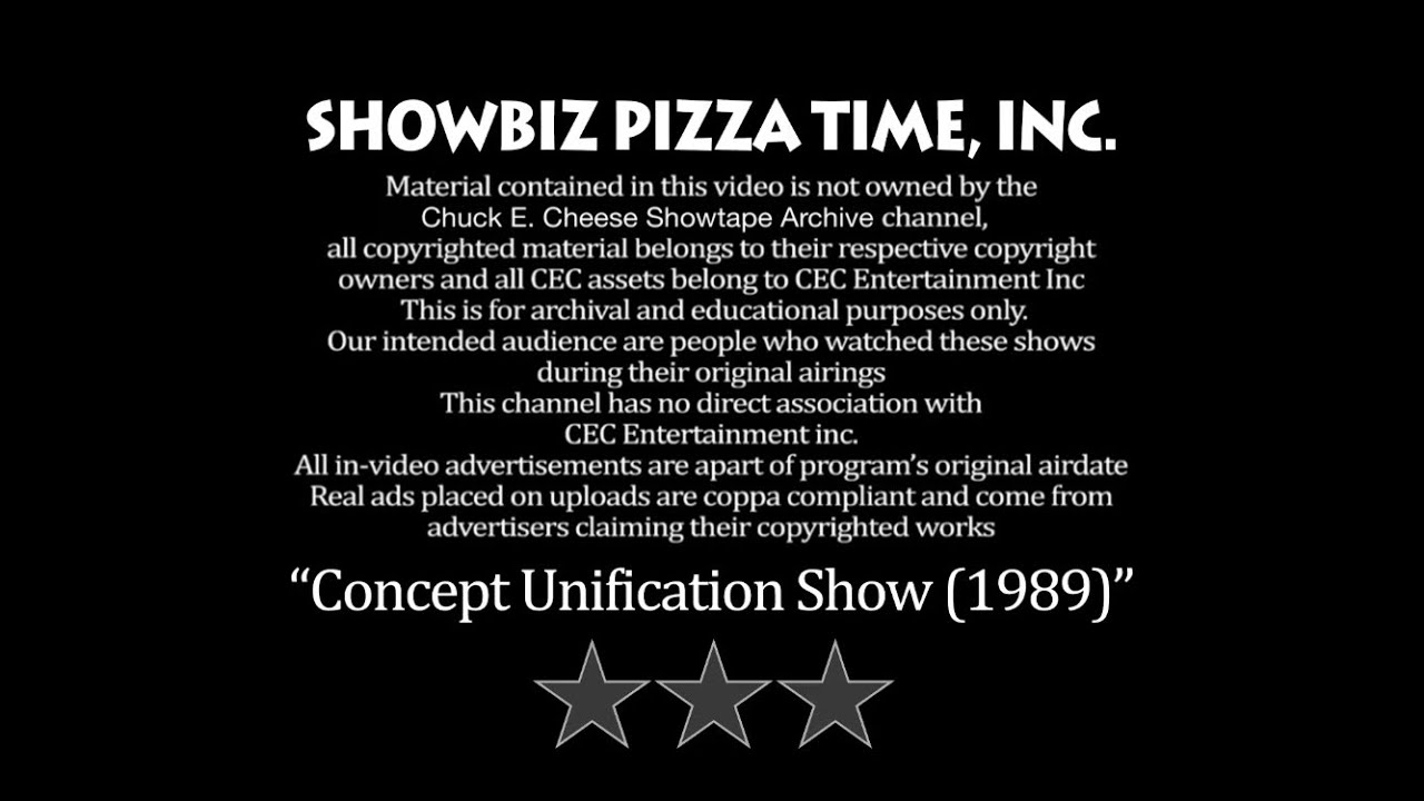 Chuck E. Cheese's Concept Unification Premiere 1989, June 1990 Show ...