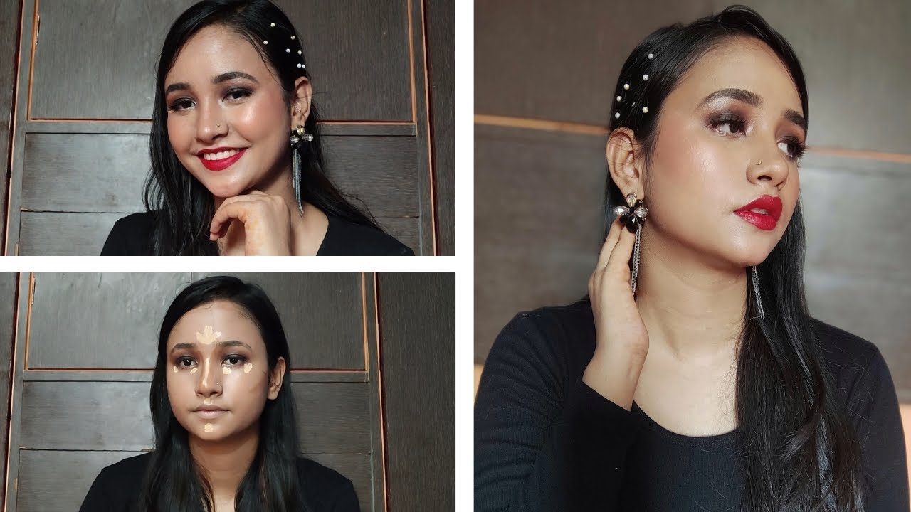 Oily Skin Makeup Tutorial || Glam Makeup Look With Black Smokey Eye - YouTube