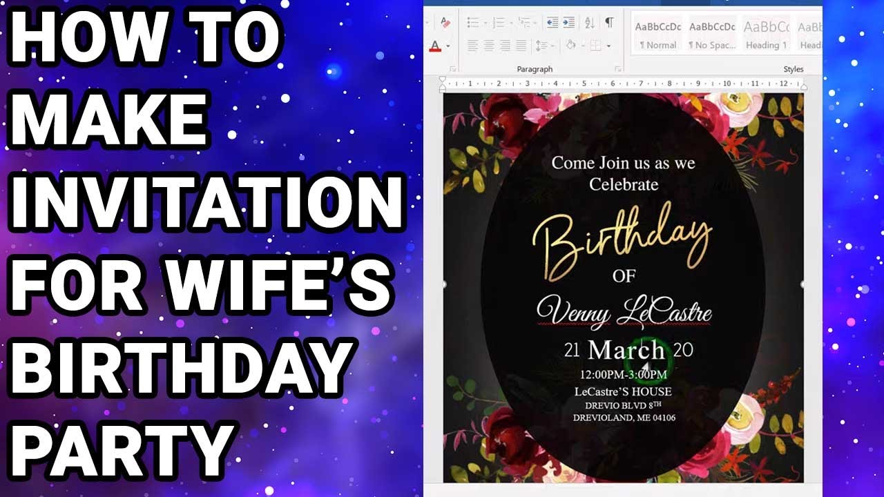 How To Make Invitation For Wife's Birthday Party - YouTube