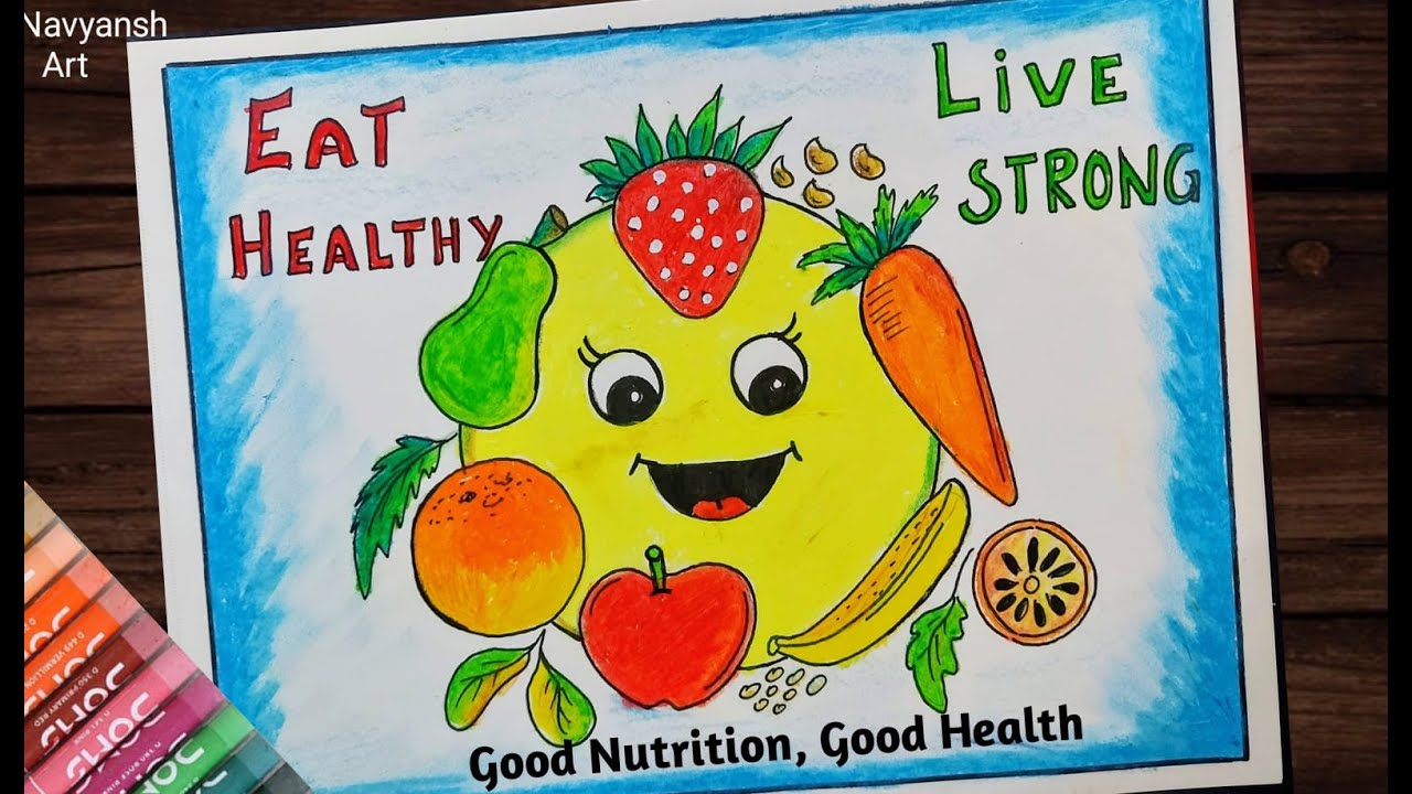National Nutrition Week poster drawing easy /World Food Day drawing ...