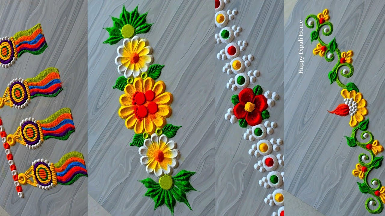 8 Border rangoli designs | door rangoli | Diwali Border rangoli ...