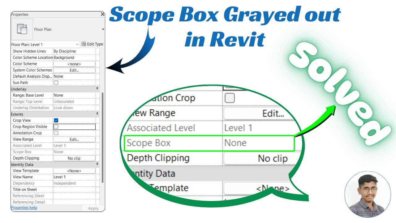 scope box in properties in Revit is greyed out - YouTube