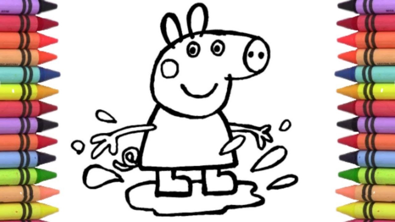 Desenhar e Colorir peppa pig na lama brincando 🌈Desenhos para Crianças ...