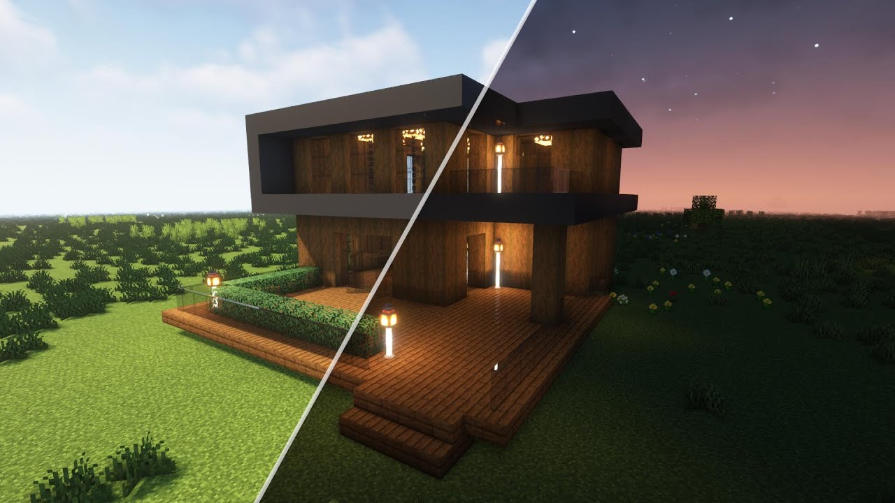 How to build A wooden modern house in Minecraft. - YouTube