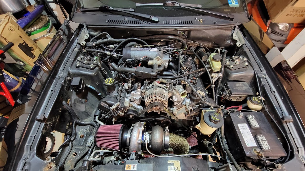 Hot Side Piping + Turbo MOUNTED on our Turbo'd NewEdge Mustang - YouTube