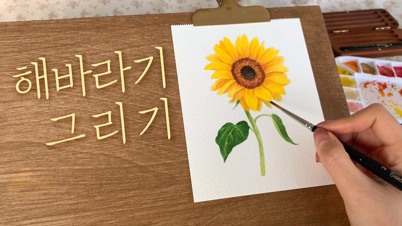 초보자를 위한 수채화로 해바라기 그리기 Youtube