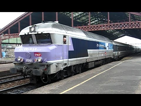 France: SNCF diesel Class CC 72100 locomotive departs Troyes station on ...