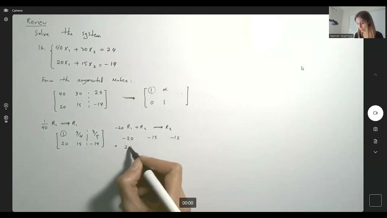 Exam Review- Linear Algebra- Solve system using Augmented Matrix - YouTube