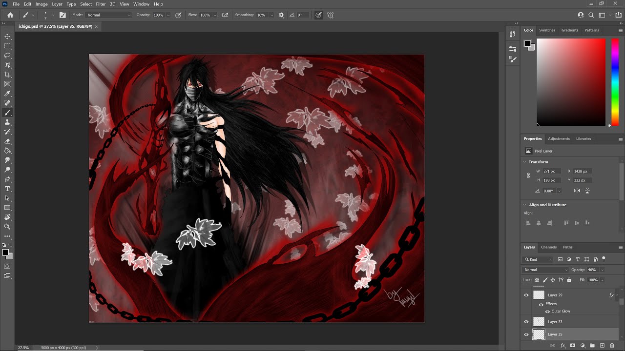 Bleach Ichigos Final Getsuga Tenshou Fan Art Timelapse Youtube