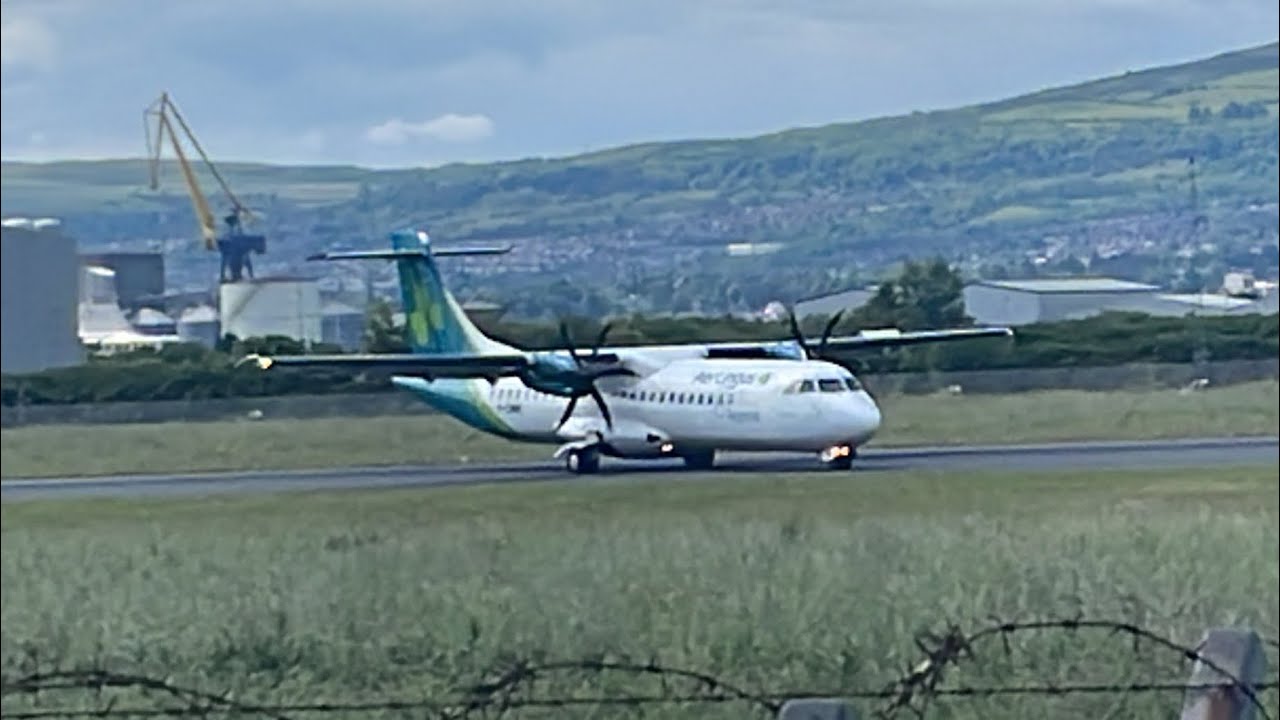 Aer Lingus Regional backtrack and runway vacate at BHD - YouTube