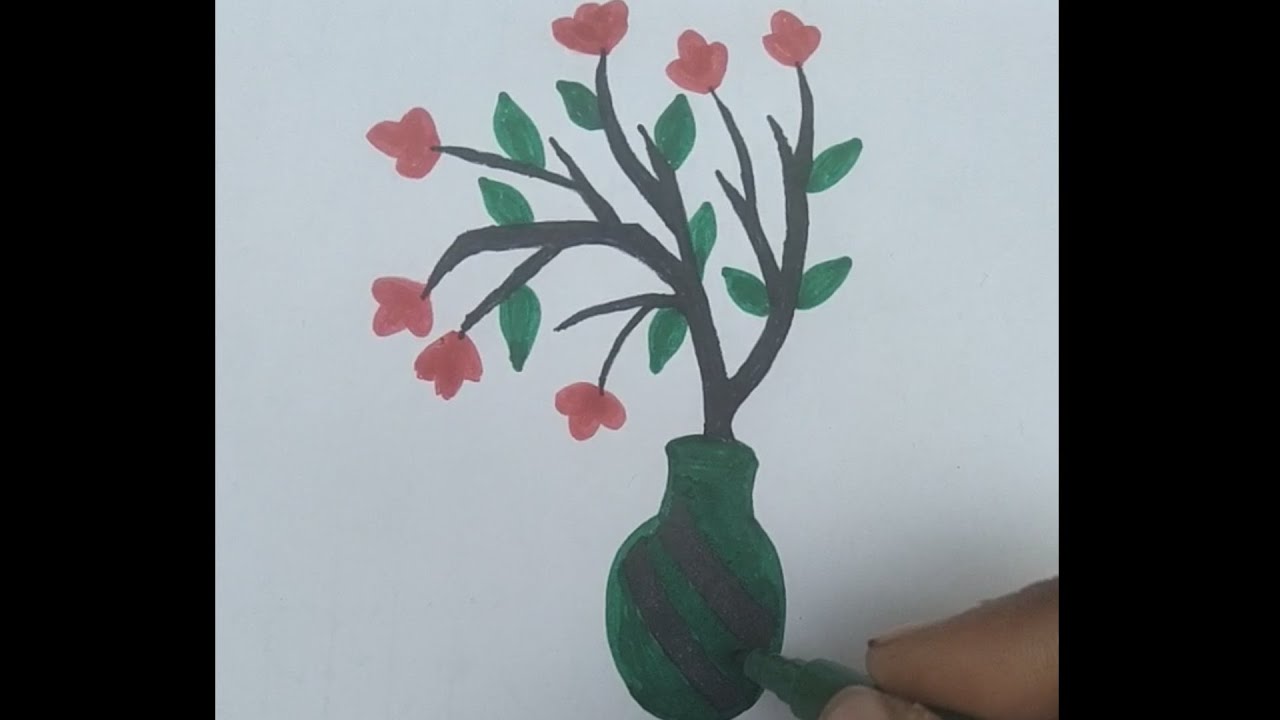 Flower vase art | simple flower vase - 85 | Creation of Rangoli Arts ...