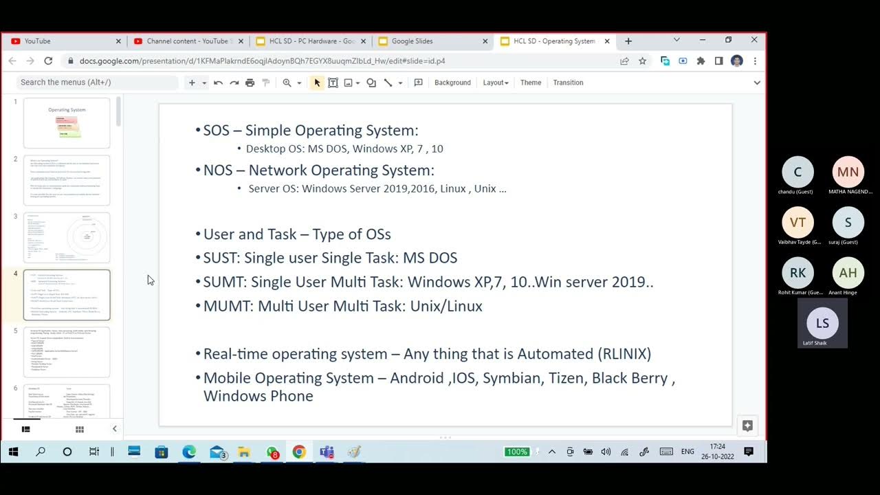 (N7) Operating System part1 Intro, SOS, NOS, SUST,SUMT,MUMT, Windows and Linux diffference - YouTube