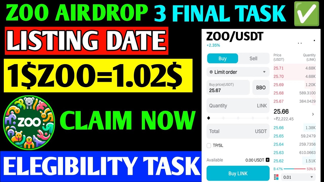 Zoo Airdrop Claim | Zoo Airdrop Mandatory Task Task |Zoo Airdrop ...