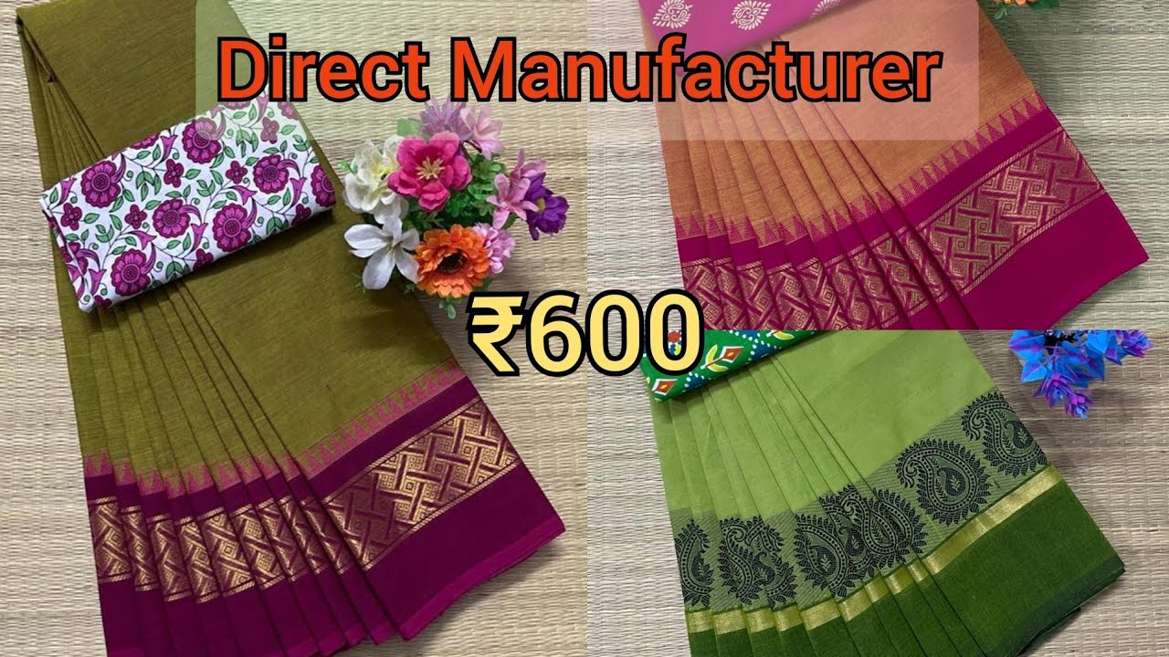 Pure cotton sarees Direct Manufactur Sale - YouTube