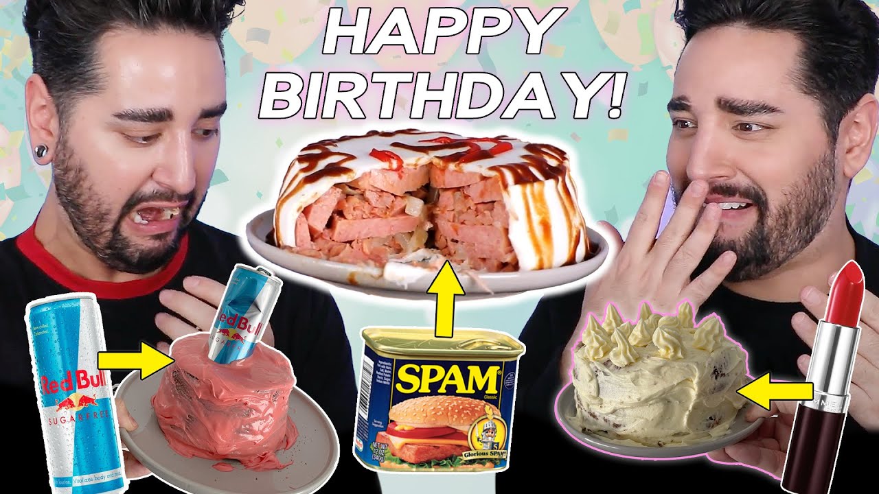 Making ‘EXPERIMENTAL’ 🤢 Cakes For Our Birthday! Lipstick, Redbull, SPAM ...