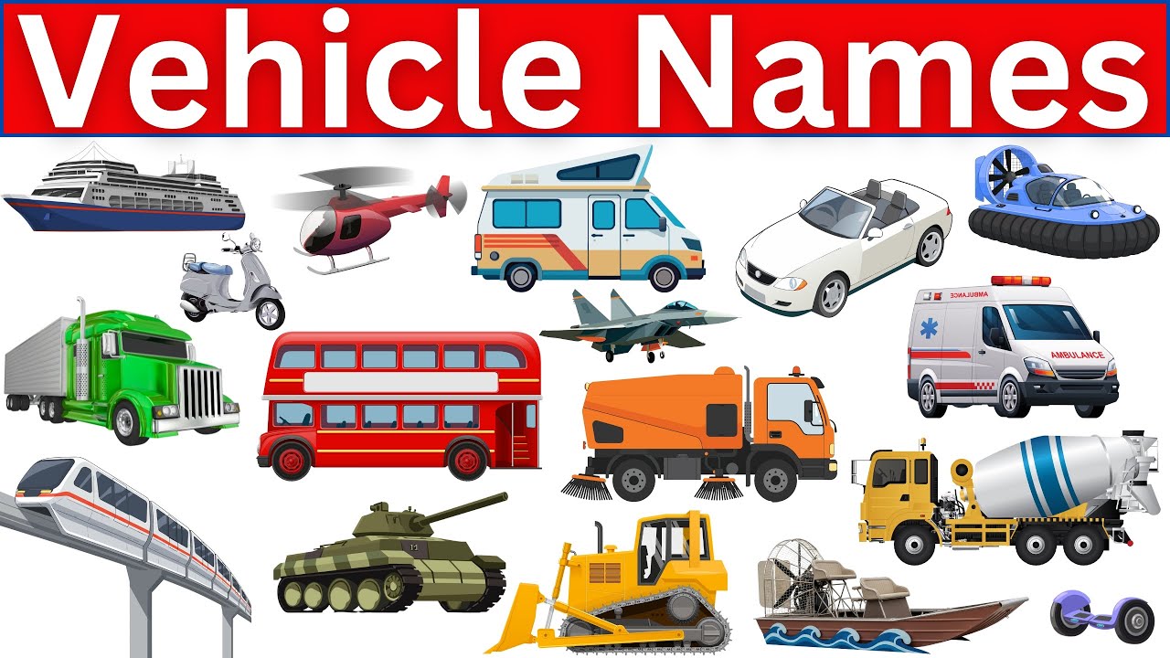Vehicle Names |Learn Vehicle Names in English | Vehicle Vocabulary🚗 ️🛥️ ...