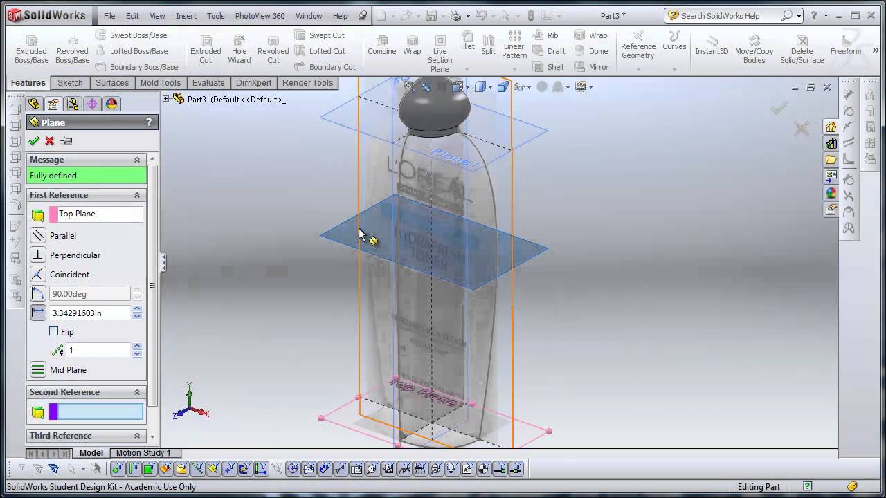 Solidworks Tutorial: Loreal Bottle - YouTube