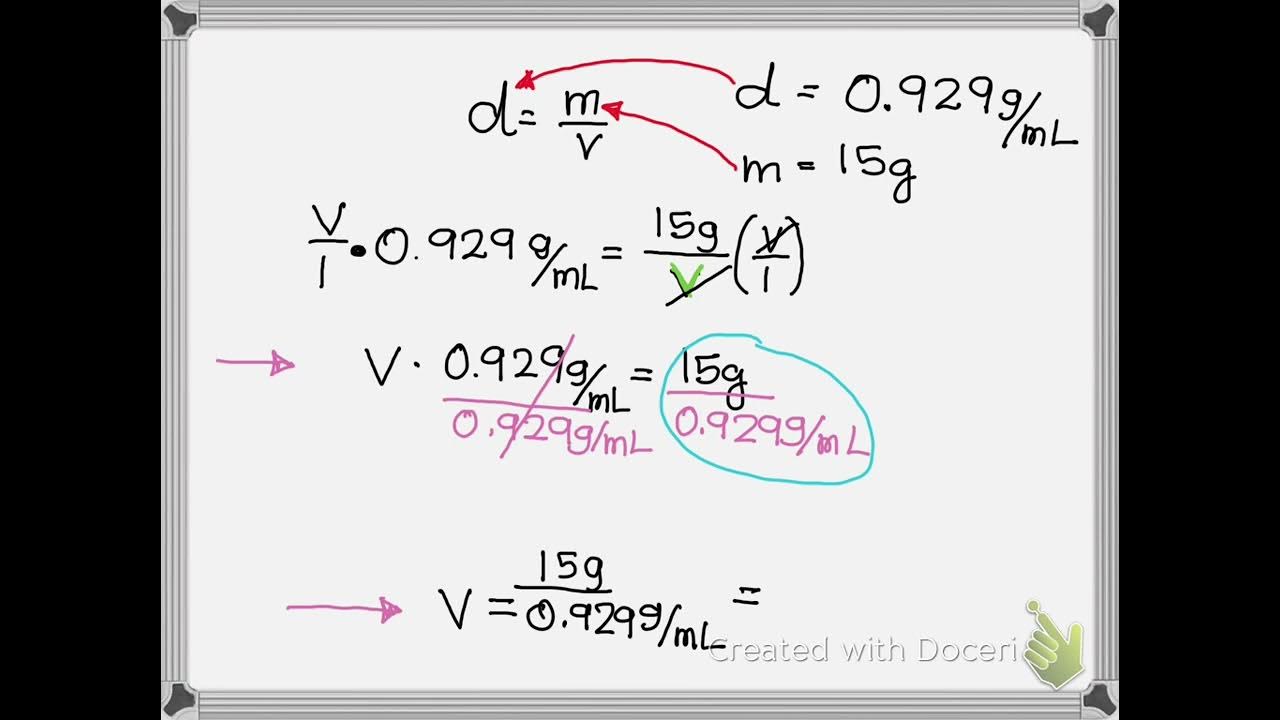 Solving for volume given density and mass - YouTube