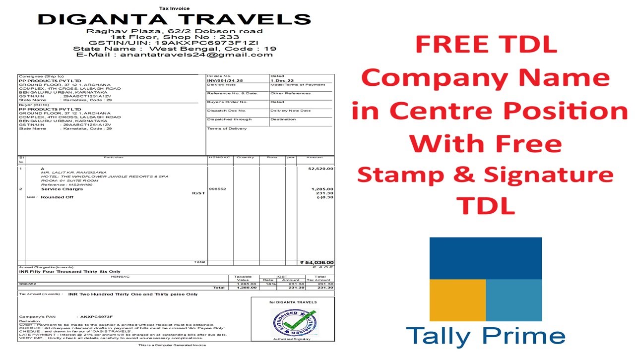 Free TDL - Customized Invoice Print | Print Company Details on Header ...