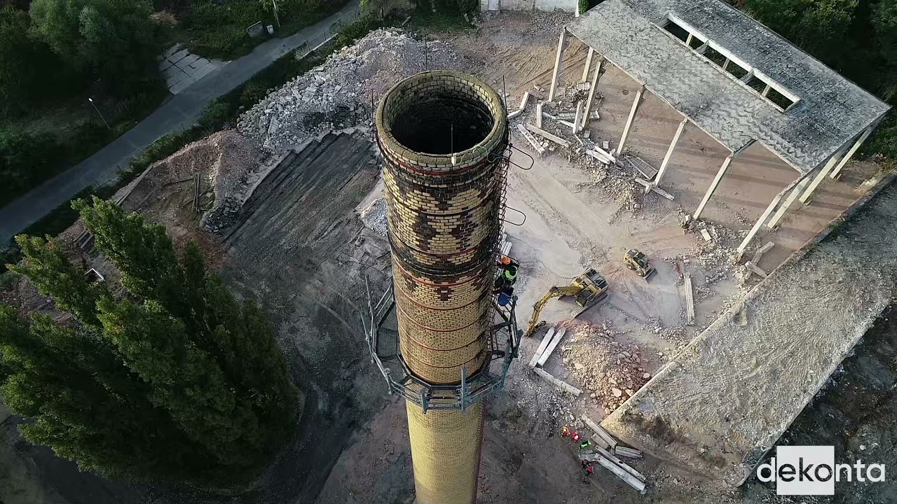 Demolition of an old industrial chimney - Odstřel komínu 💥🏭 [High ...