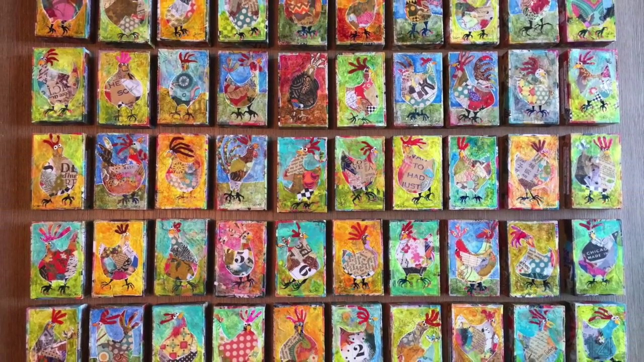 Art-O-Mat Mixed Media Chickens - YouTube