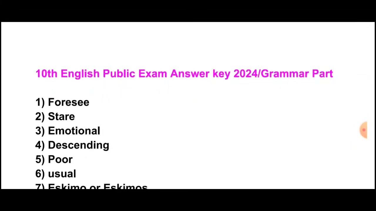 10th English Public Answer Key 2024 Grammar Part Answer Key YouTube 10th-english-public-answer-key-2024-grammar-part-answer-key-youtube