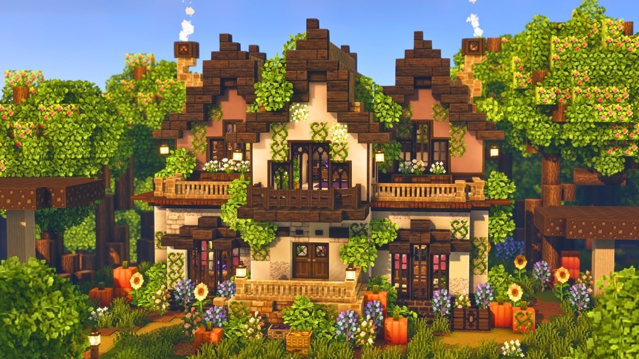 Minecraft 🌿 Dark Oak Cottage Tutorial | Mizuno's 16 Craft Resource Pack ...