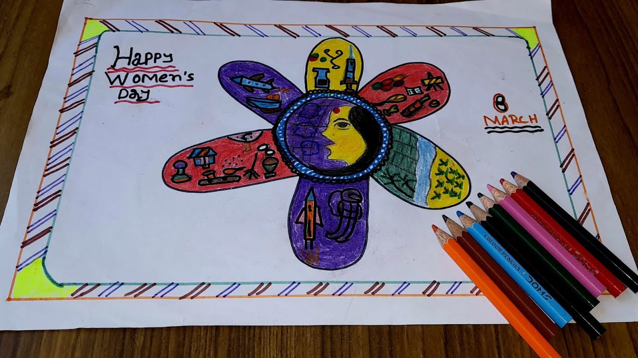 National woman's day darwing/ Very easy woman's day poster drawing ...