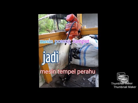 DIY Mesin potong rumput menjadi mesin tempel untuk perahu /outboard engine for boat from grasscutter