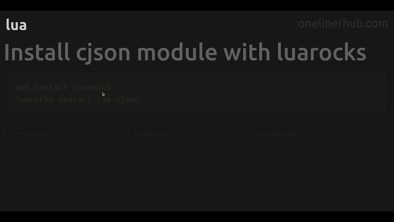 Install Cjson Module With Luarocks Lua Youtube
