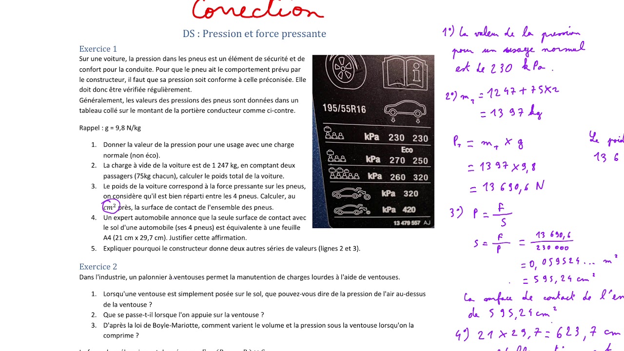 Correction DS pression et force pressante niveau première 2020-2021 ...