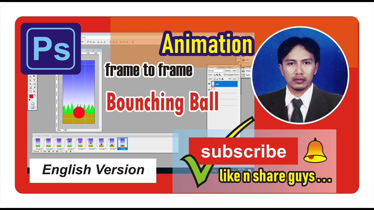 Bounching Ball. Frame by Frame #animation #photoshop #timeline - YouTube