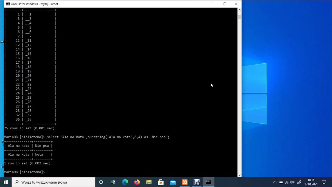 Lekcja 22 Kurs MySQL, baz danych, SQL. Funkcje tekstowe lpad, rpad ...