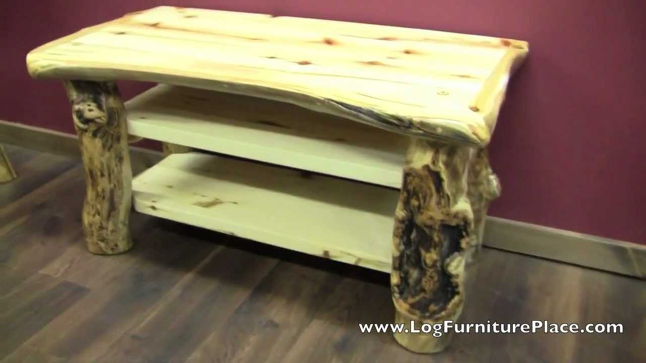 Aspen Lodge Log TV Stand from LogFurniturePlace.com - YouTube
