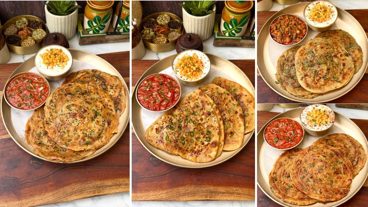 4 Must Try Paratha Recipe | Lachha Pyaaz Ka Paratha | Chilli Garlic ...