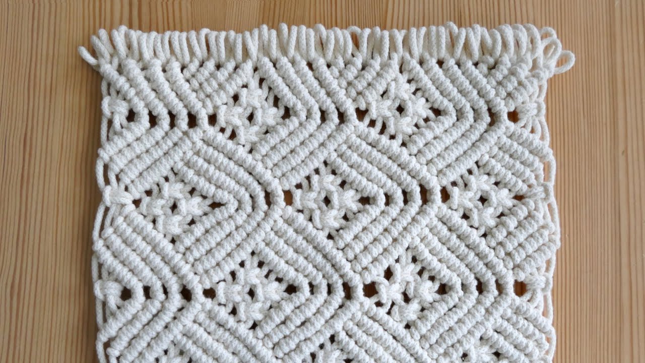 Woven Diamond Mesh Macrame Pattern for Bag, Coaster, Wall Decor - YouTube