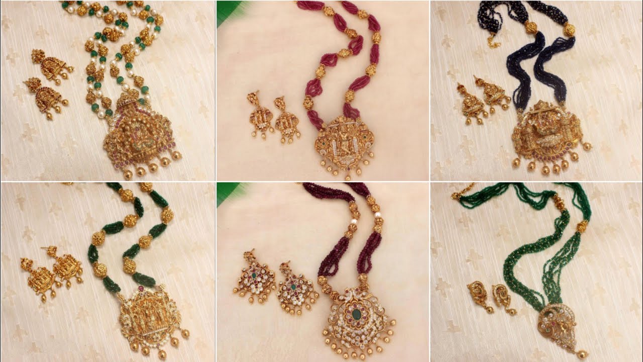 Trendy beads mala double layered pendant set/party wear beads chains ...