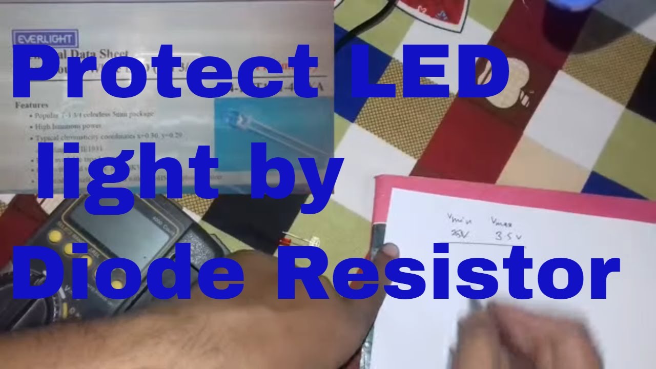 how to protect led light by diode and resistor - YouTube