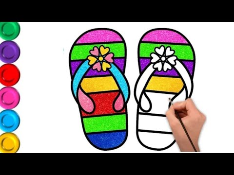 How to Draw Flip Flop Slippers | Drawing & Coloring for Kids & Tiddlers ...