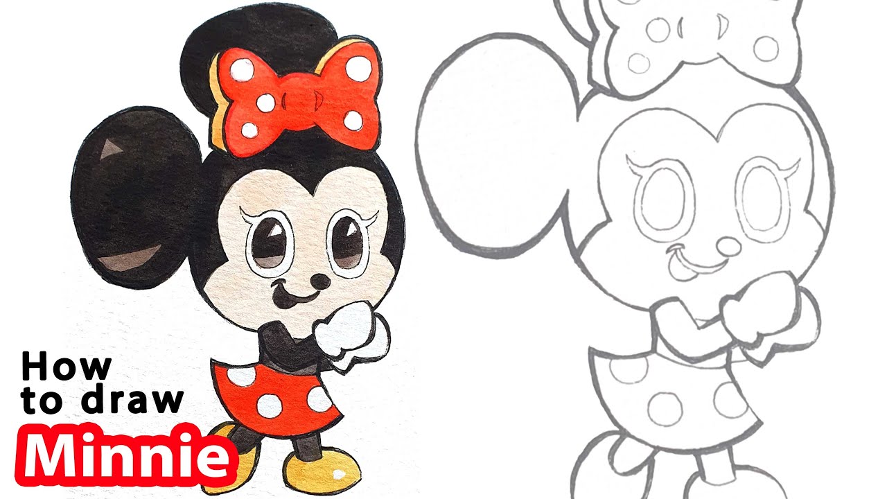 How to draw Minnie Easy | Disney Cute Drawing - YouTube
