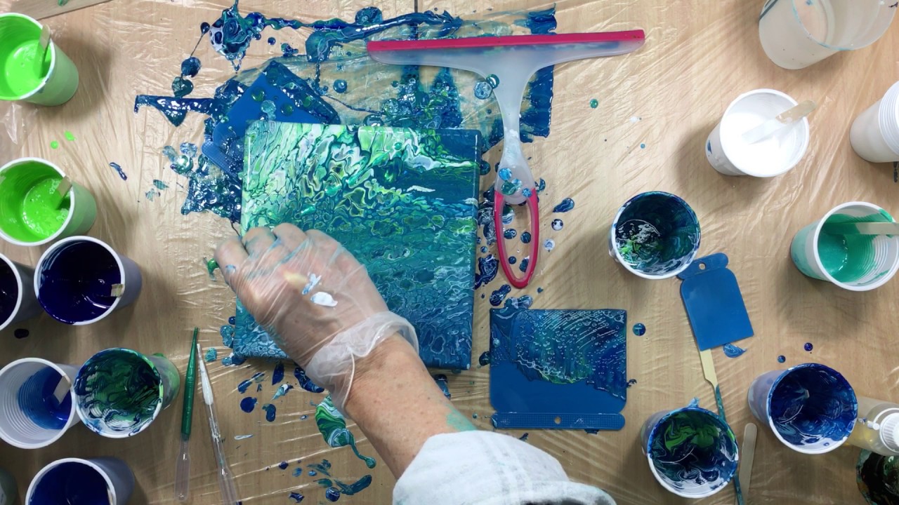 ( 213 ) Left over paint pour and swipe - YouTube