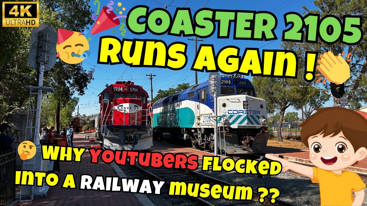 COASTER 2105 Locomotive's FIRST Passenger Run at SoCal Railway Museum ...