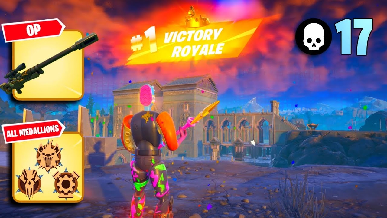 High Elimination Solo Win Gameplay | ALL MEDALLIONS | Fortnite Chapter ...