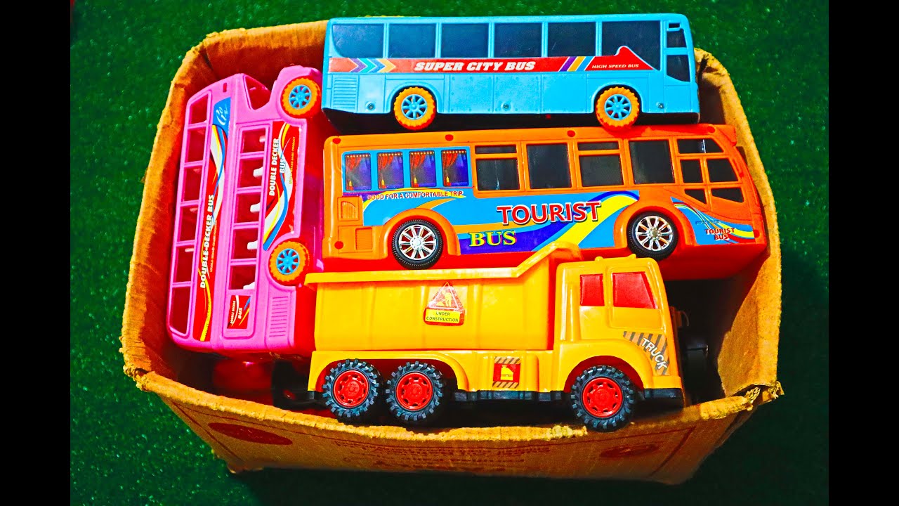 Box full of New Toy vehicles!! Colorful toy vehicles. - YouTube