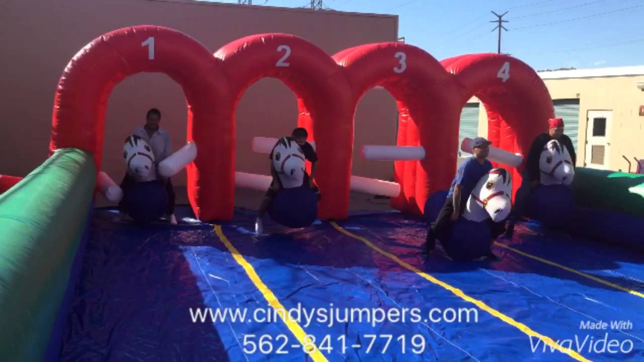 Pony Hops 4 Lane Derby Race by Cindy's Jumpers - YouTube