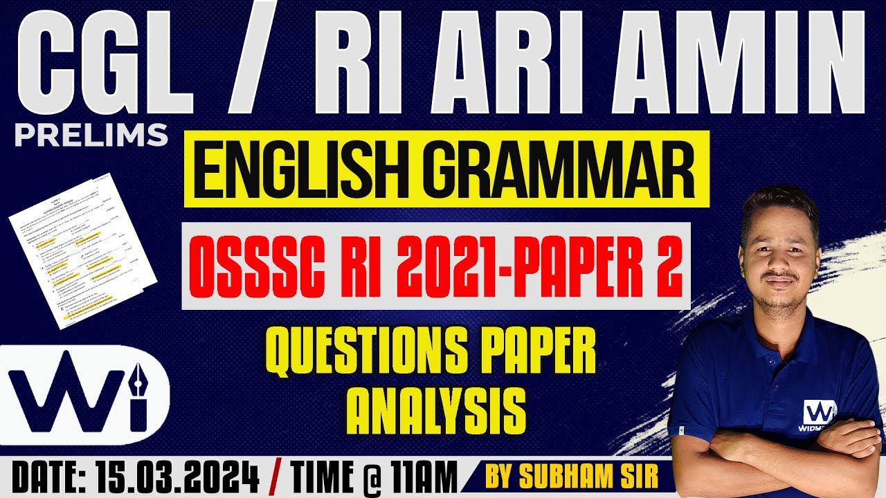 ENGLISH GRAMMAR | OSSSC RI 2021 | PAPER-2 | Previous year Questions ...